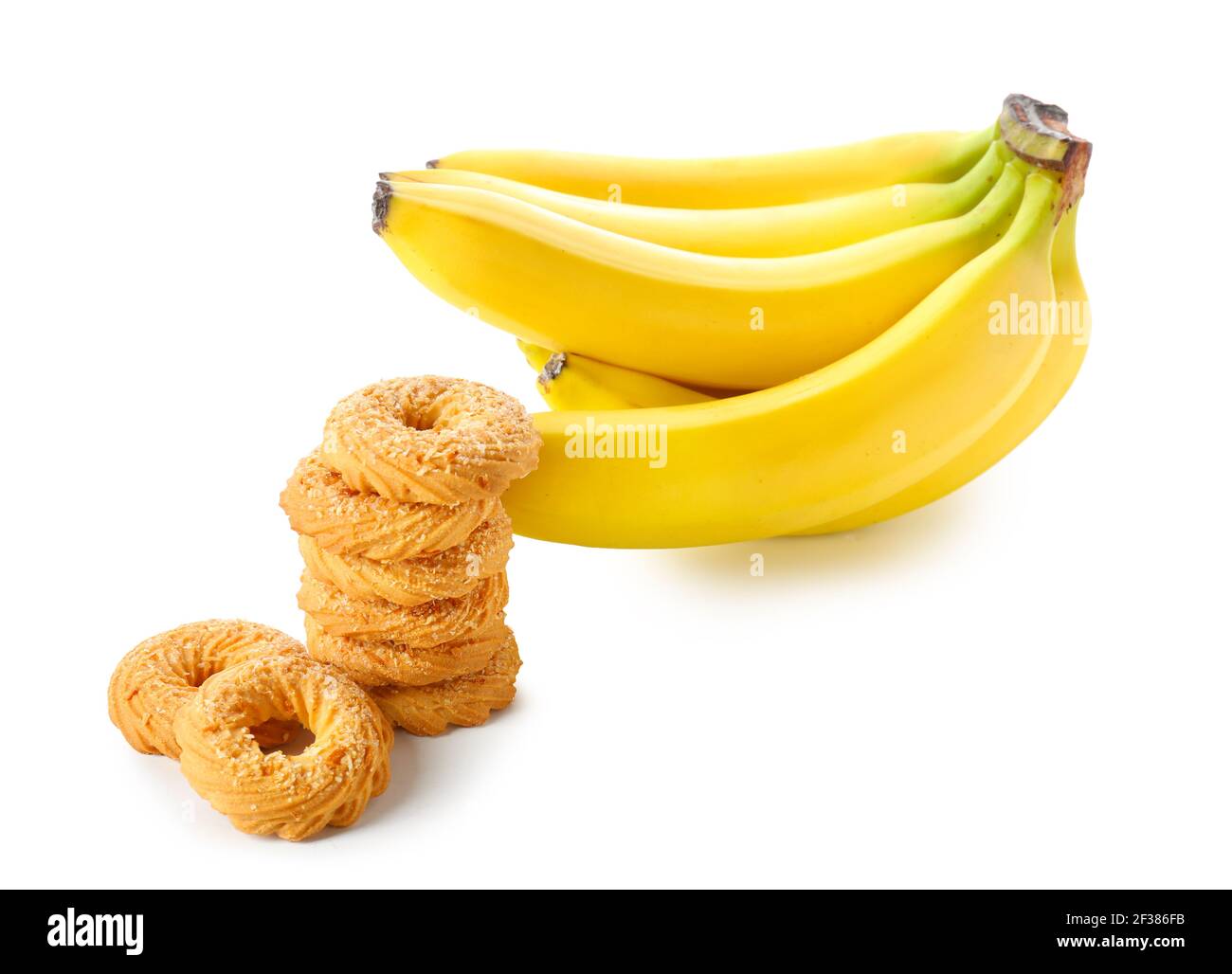 Tasty cookies and bananas on white background Stock Photo - Alamy