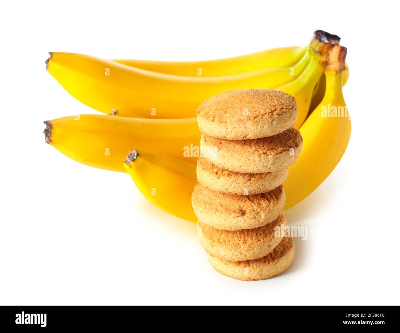 Tasty cookies and bananas on white background Stock Photo - Alamy