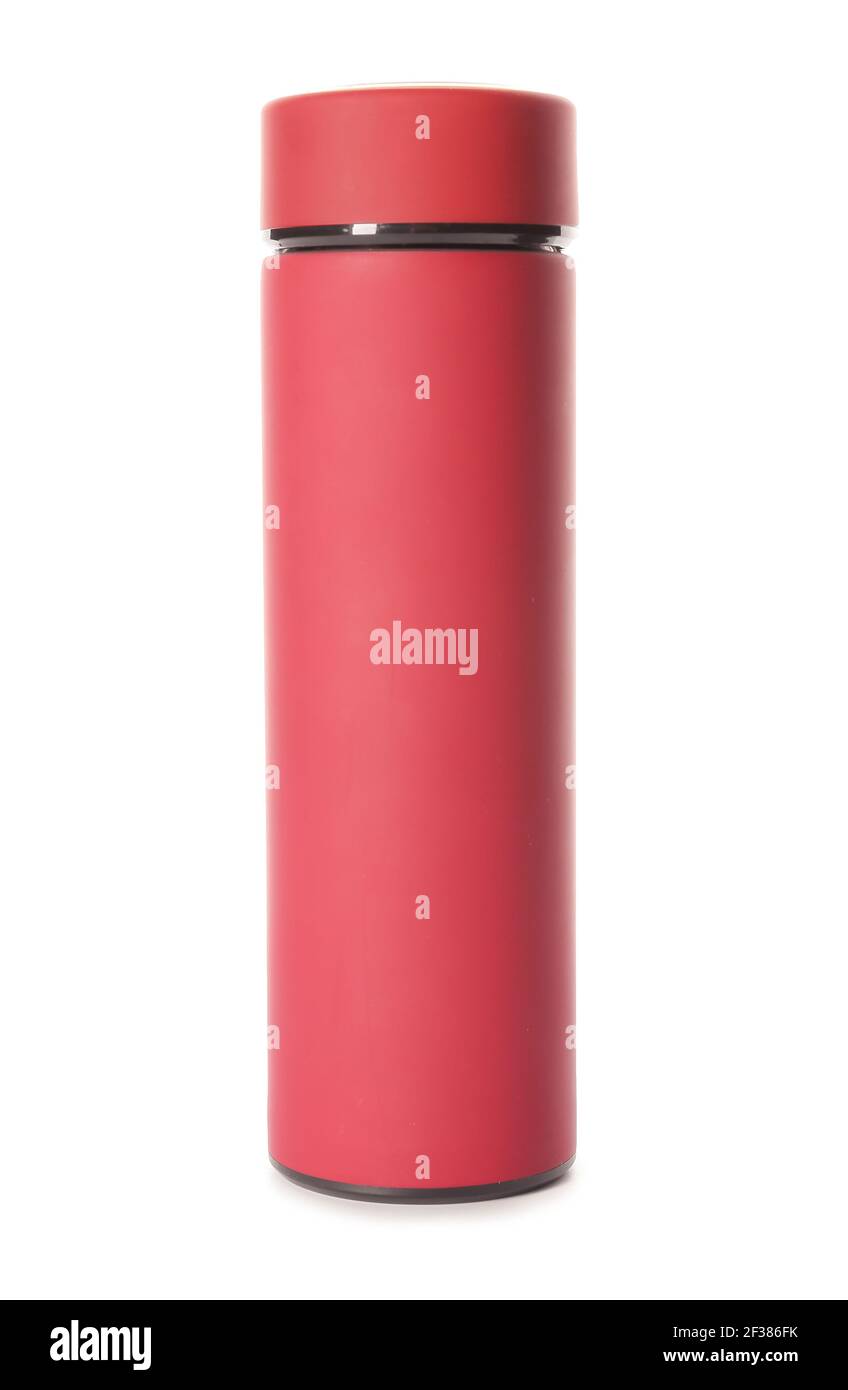 Modern thermos on white background Stock Photo - Alamy