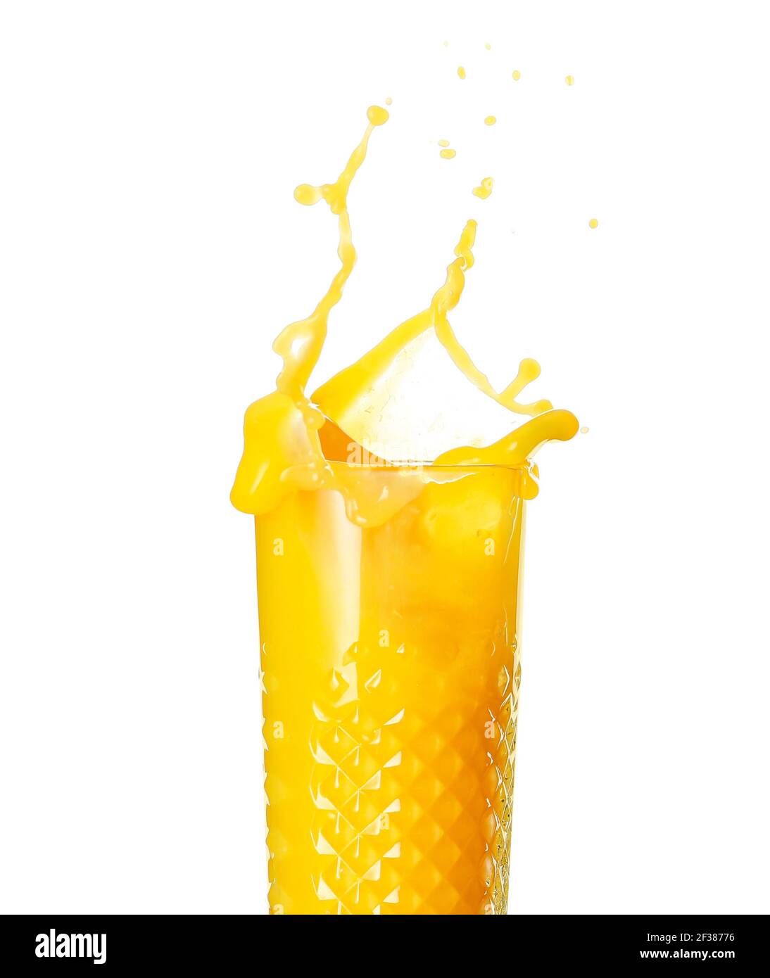 Glass of orange juice with splash on white background Stock Photo - Alamy