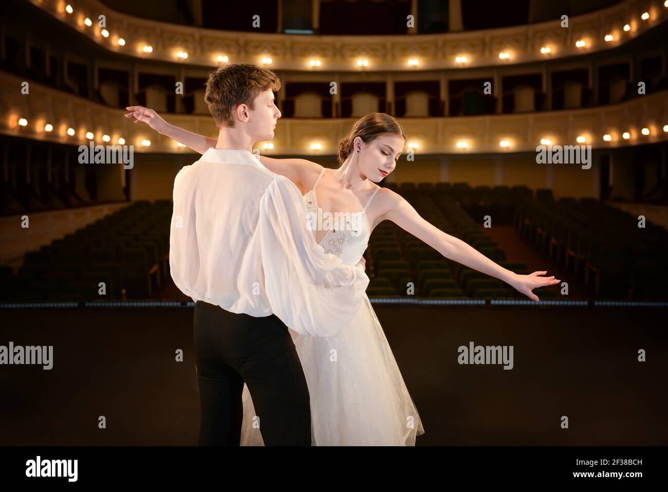 Dancers on stage in ballet theatre Stock Photo - Alamy