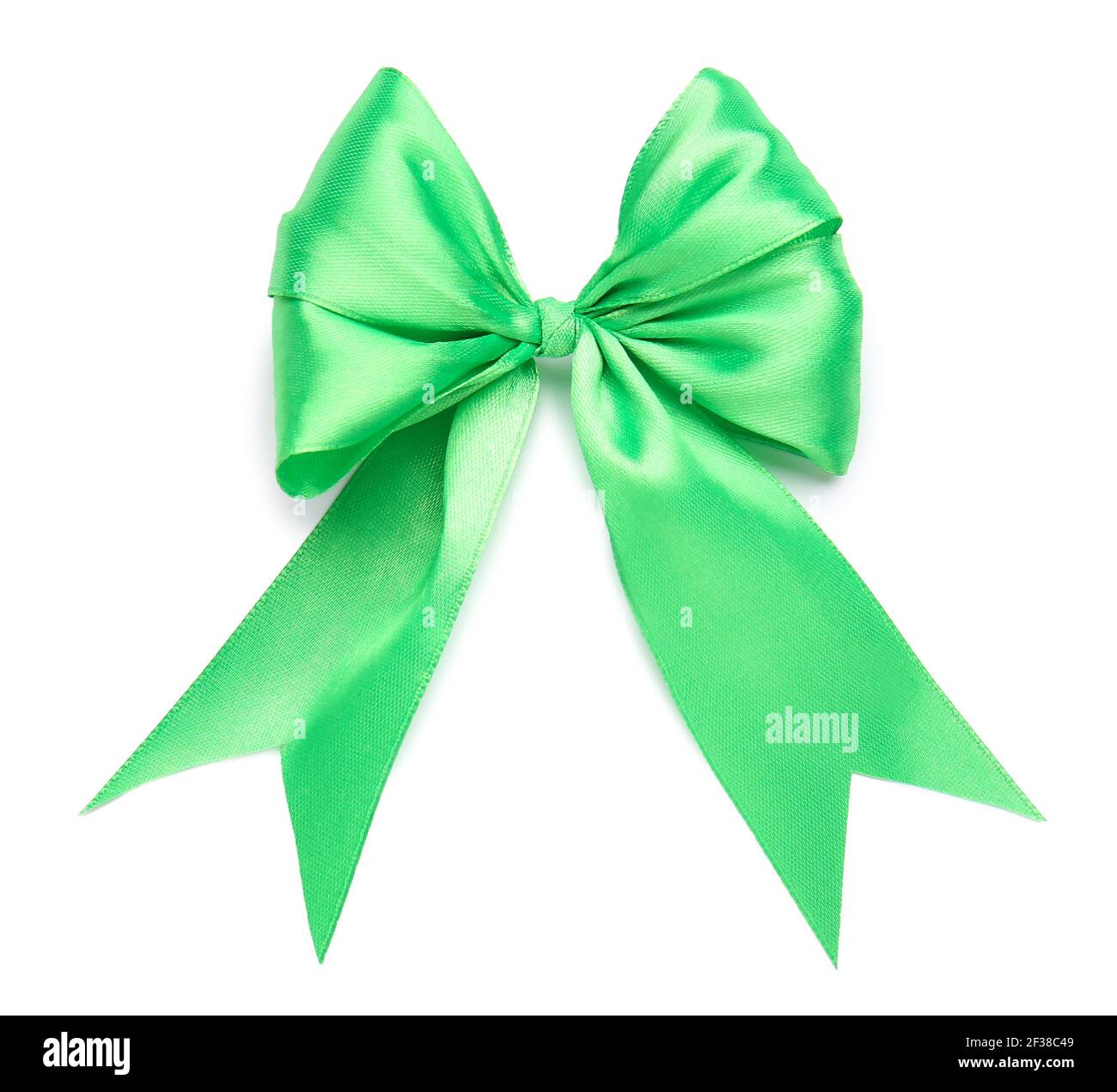 Beautiful green bow on white background Stock Photo - Alamy