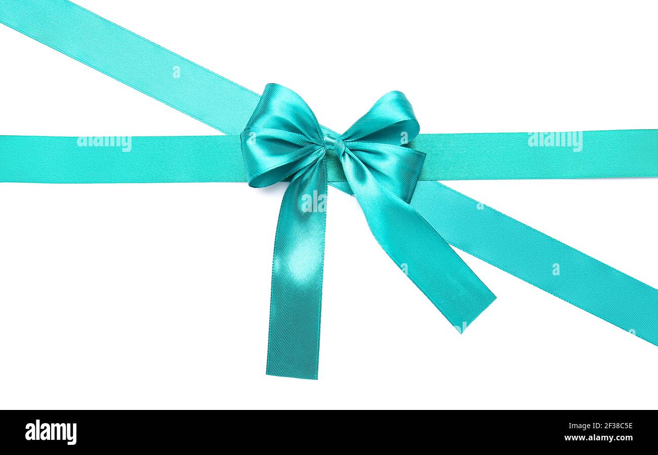 Beautiful ribbons with bow on white background Stock Photo - Alamy