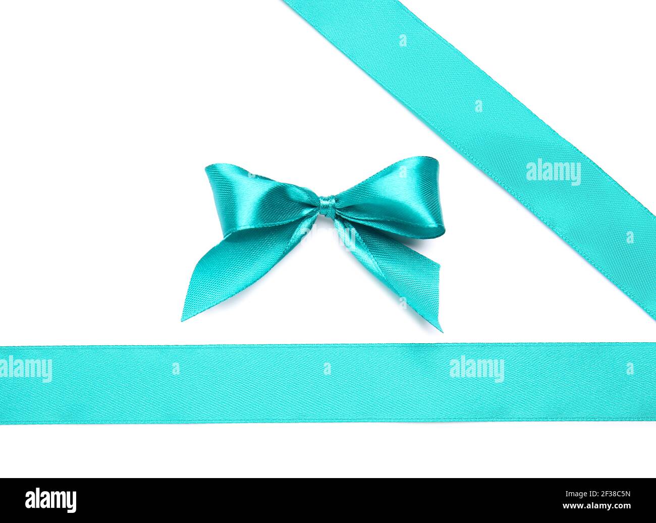 Beautiful ribbons with bow on white background Stock Photo - Alamy