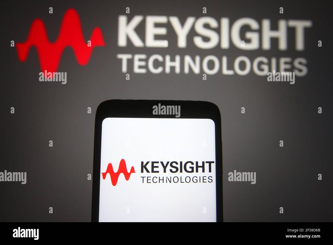 In this photo illustration, Keysight Technologies logo seen displayed ...
