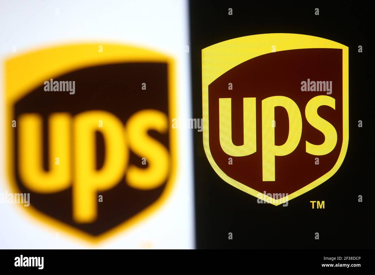 In this photo illustration, United Parcel Service (UPS) logo seen ...