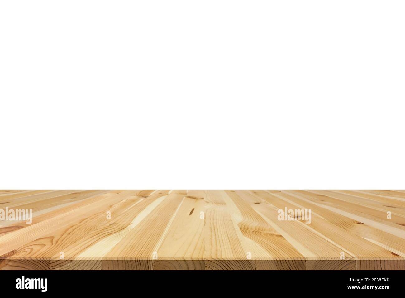 Natural wood pattern table top isolated on white background - can be ...