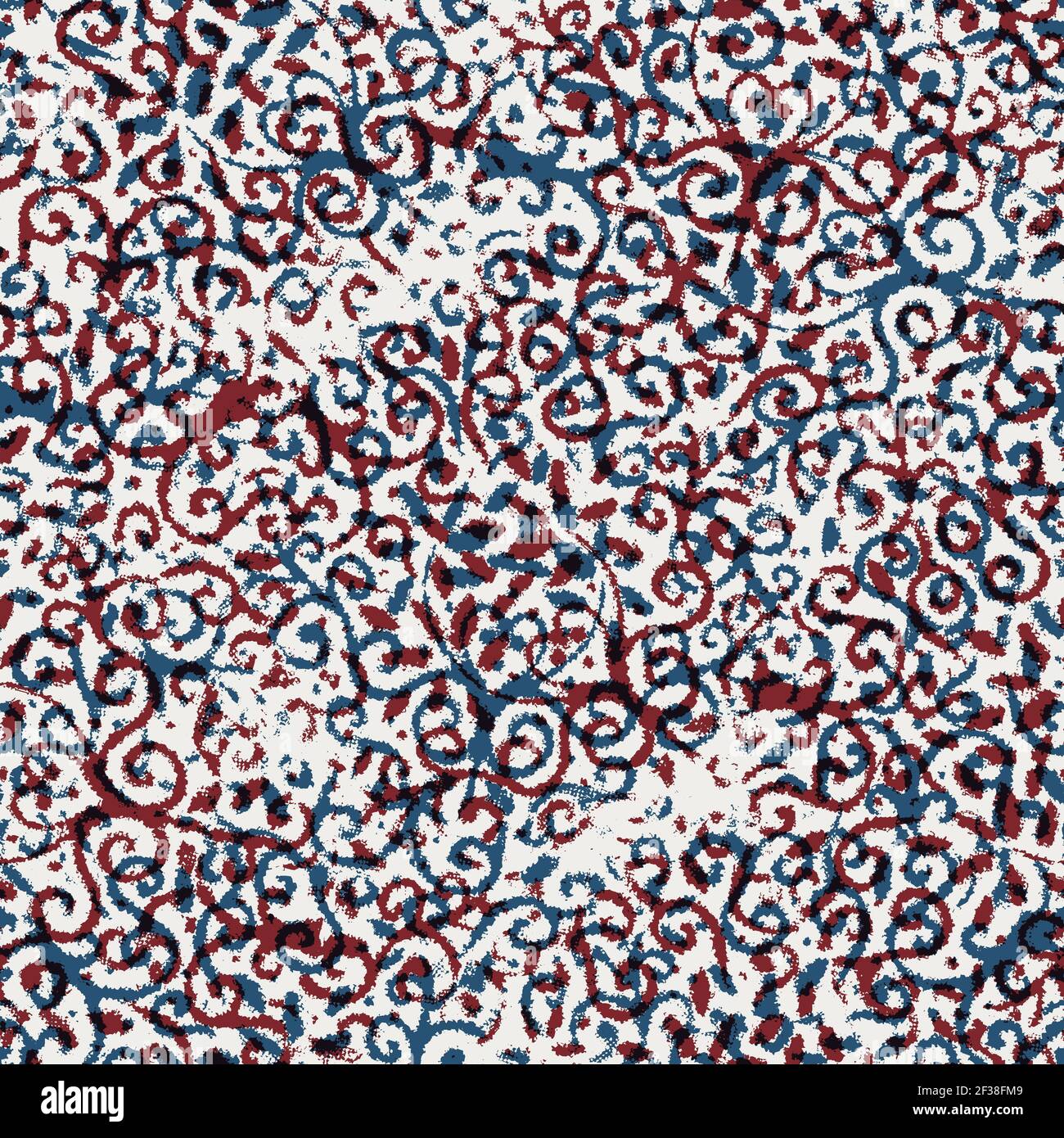 Seamless damask pattern in red blue black white Stock Photo - Alamy