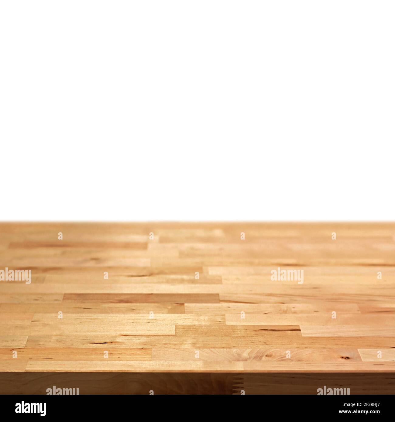 Wood table top on white background - can be used for montage or display ...