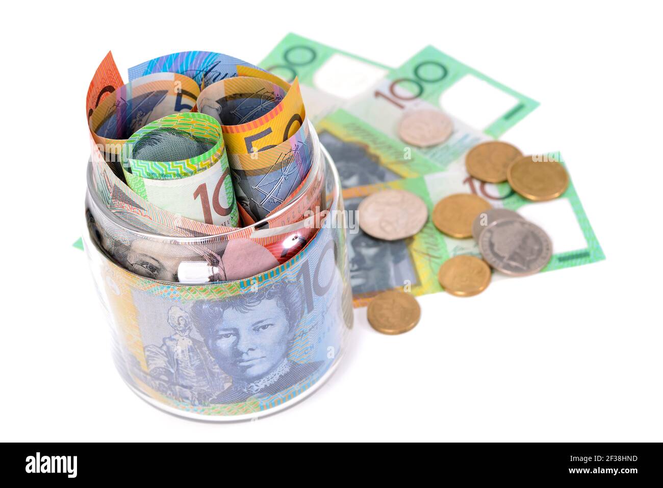 Money - Australian dollar banknotes and coins Stock Photo - Alamy