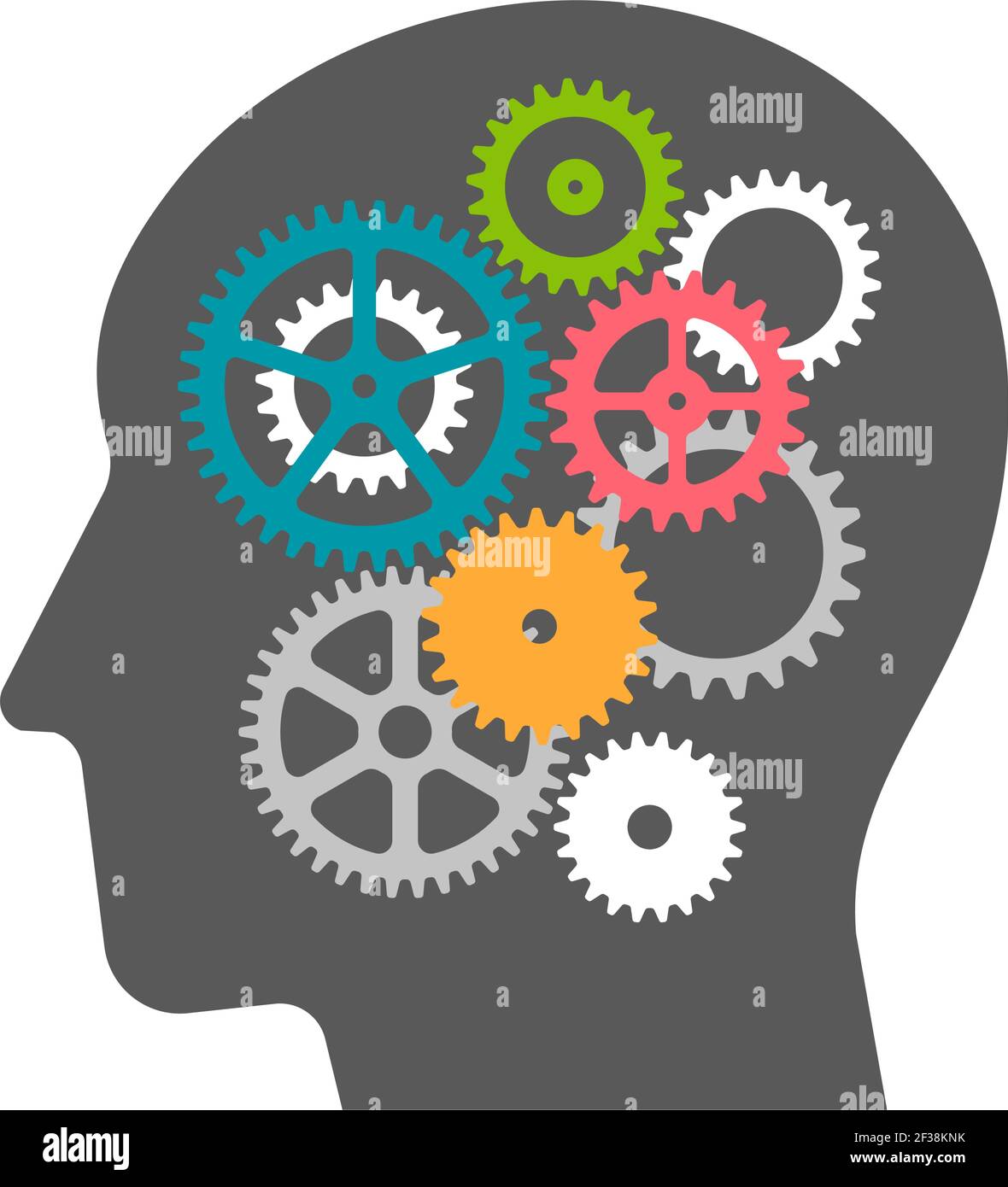 Flat vector Illustration of gear as a metaphor for the human brain ...