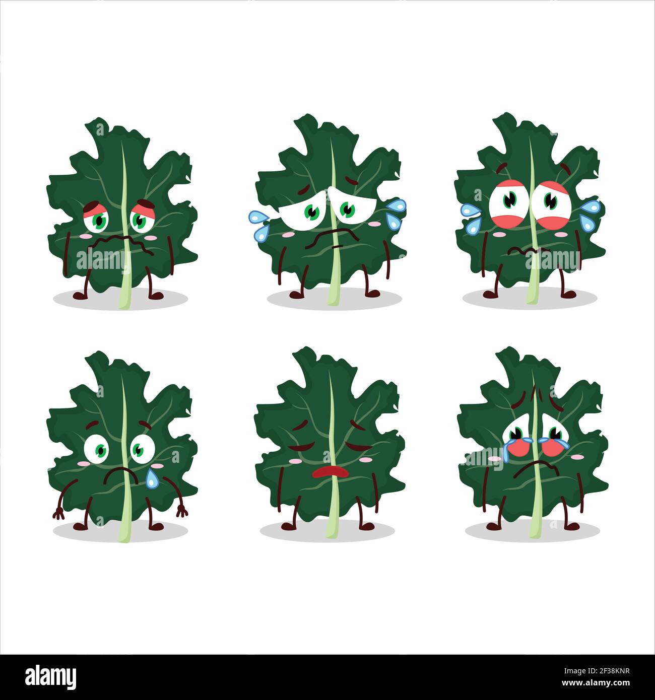 Kale cartoon in character with sad expression. Vector illustration ...