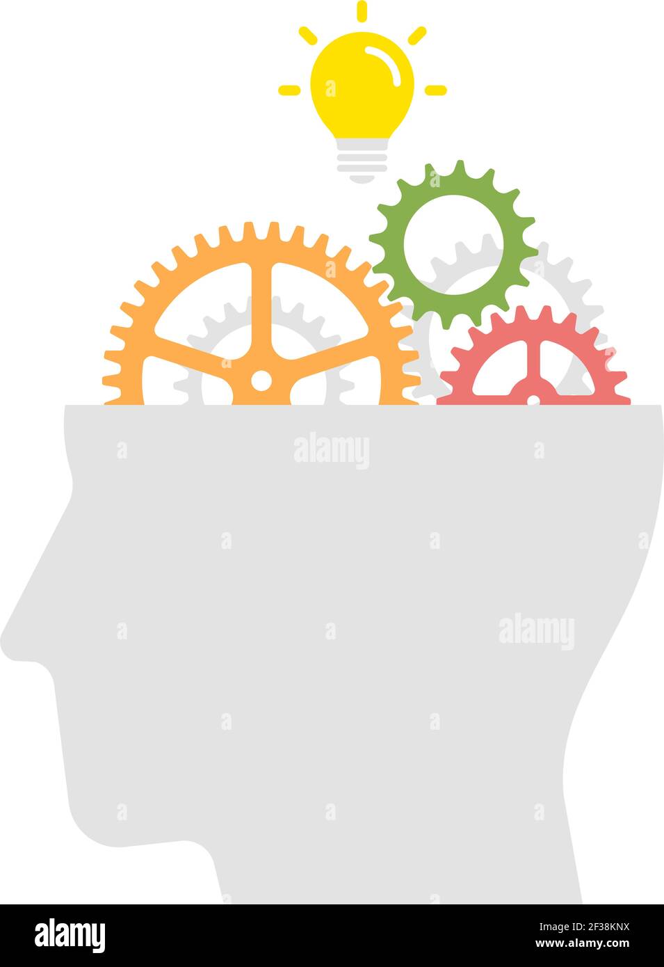 Flat vector Illustration of gear as a metaphor for the human brain ...