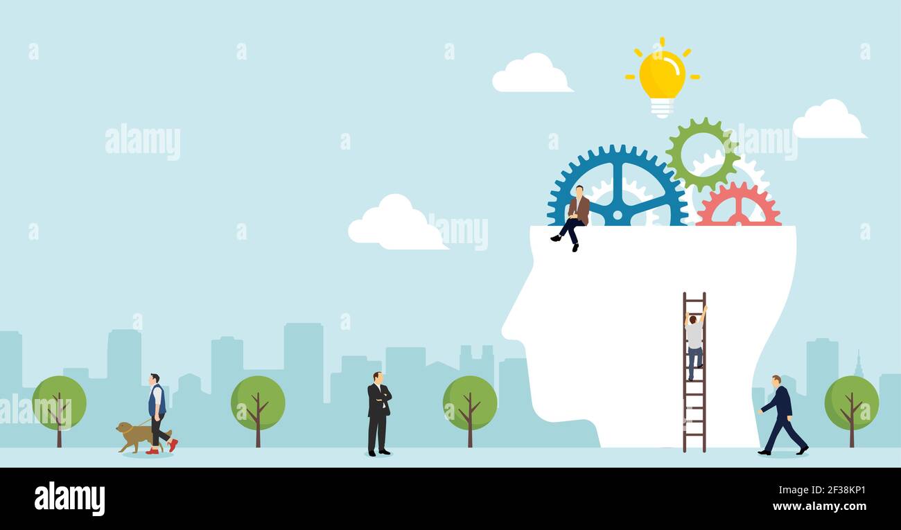 Banner Illustration of gear as a metaphor for the human brain ...