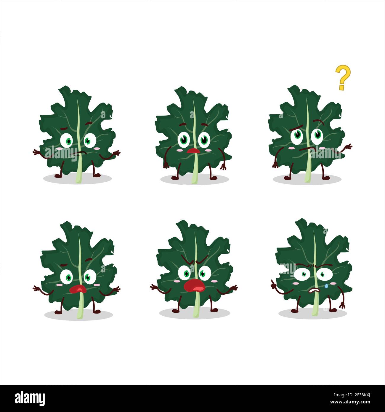 Cartoon character of kale with what expression. Vector illustration ...