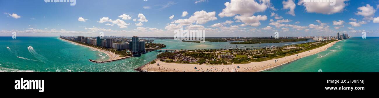 Beautiful scenic aerial panorama of Miami Beach inlet at Haulover Stock ...