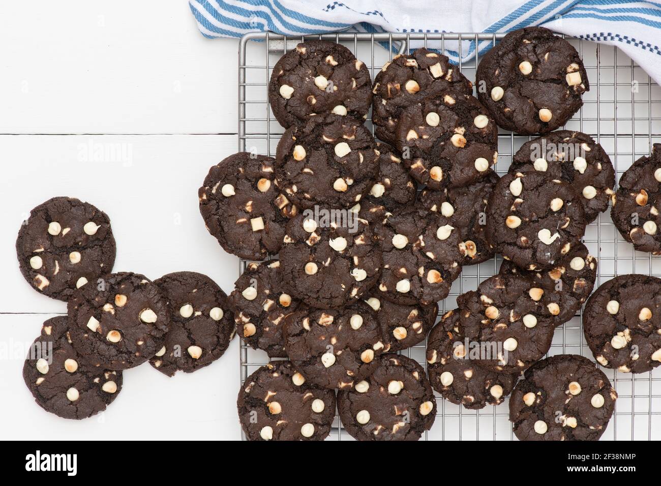 Homemade white chocolate chip cookies. Inside out chocolate chip ...