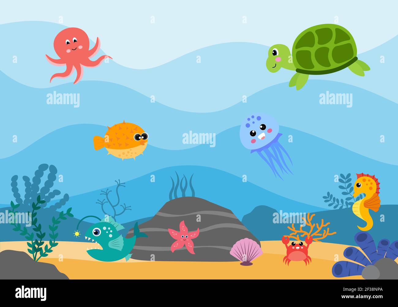 Underwater Scenery and Cute Animal Life in the Sea with Seahorses ...