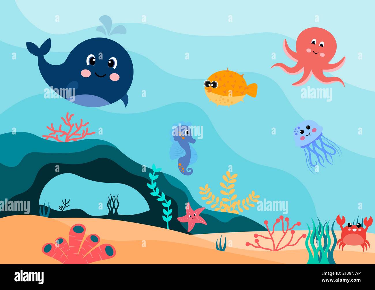 Underwater Scenery and Cute Animal Life in the Sea with Seahorses ...