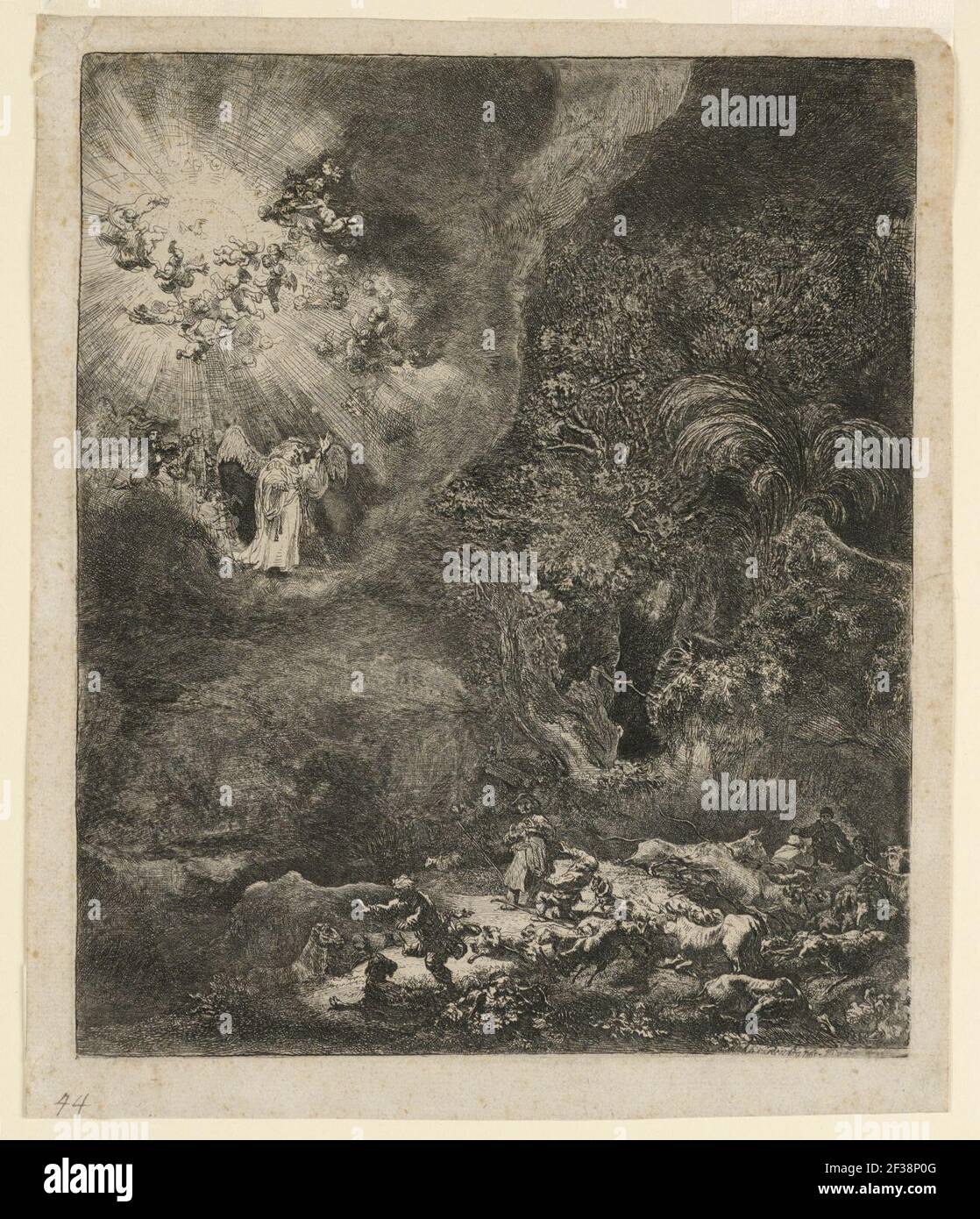 Print, Angel Appearing to the Shepherds, after 1634 Stock Photo - Alamy