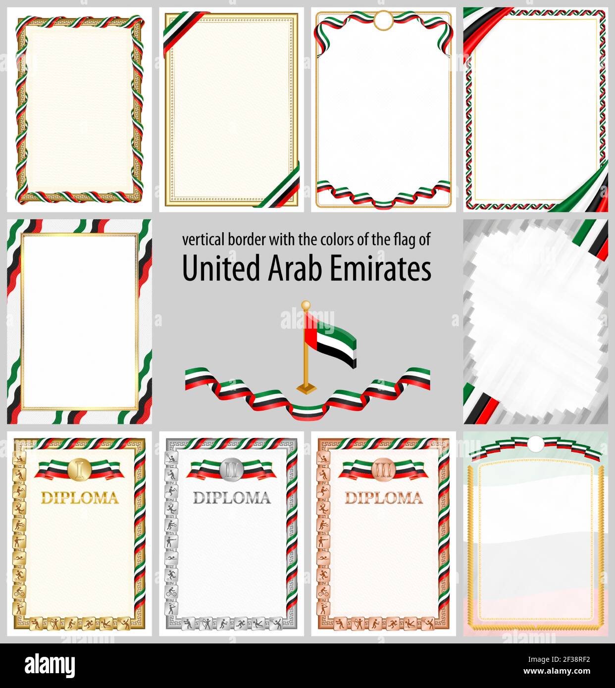 Set of vertical frames and borders in the colors of the flag of United ...