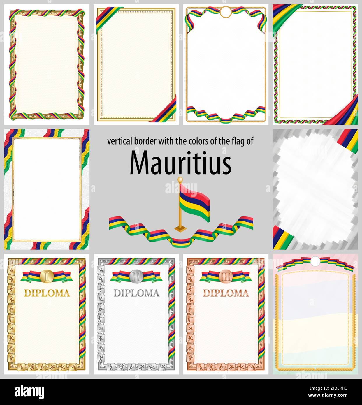 Set of vertical frames and borders in the colors of the flag of ...