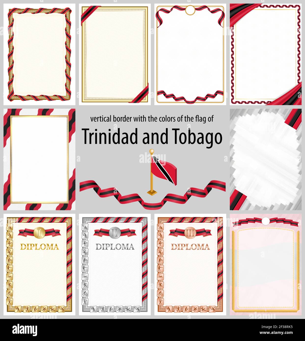 Set of vertical frames and borders in the colors of the flag of ...