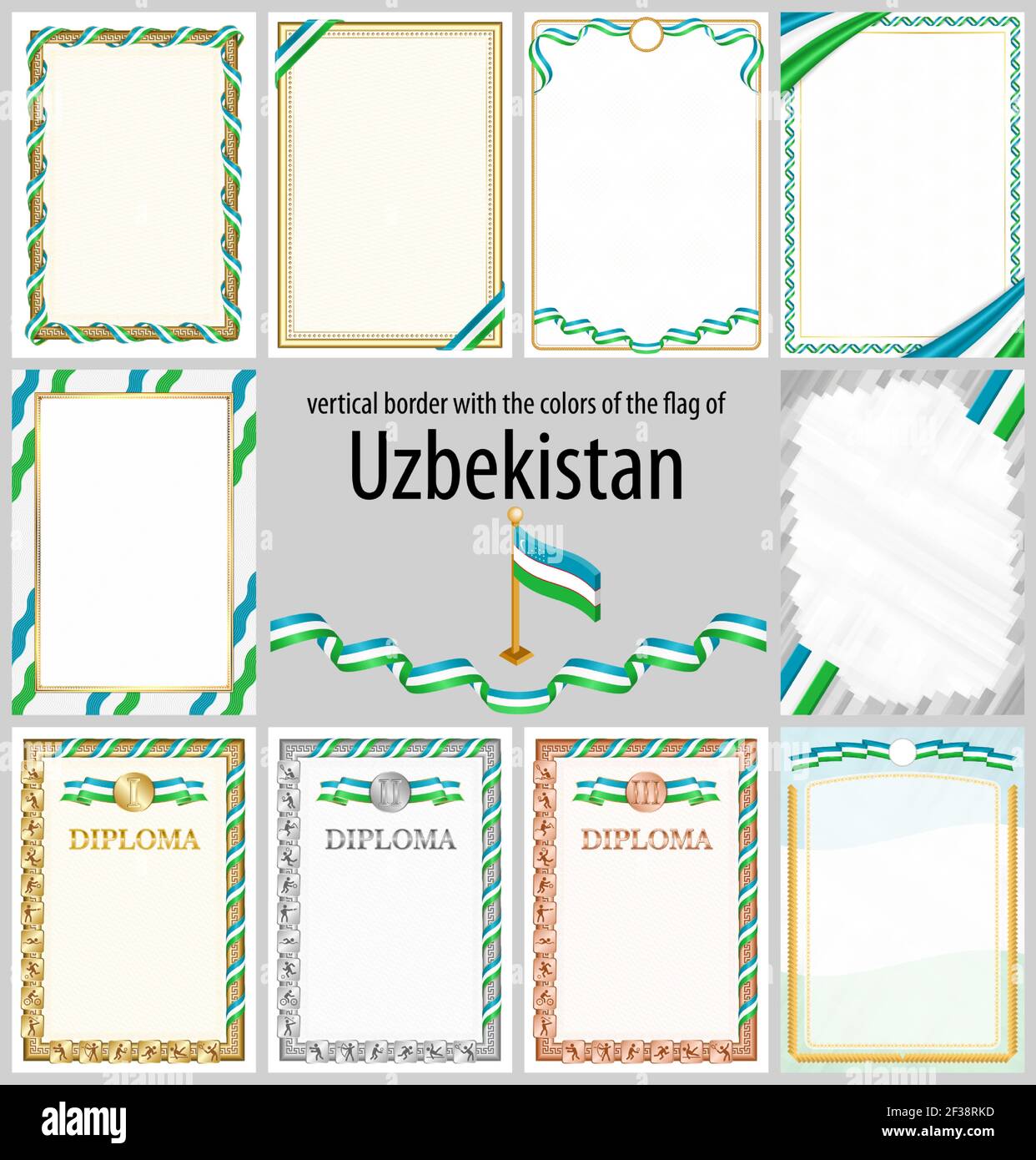 Set of vertical frames and borders in the colors of the flag of ...