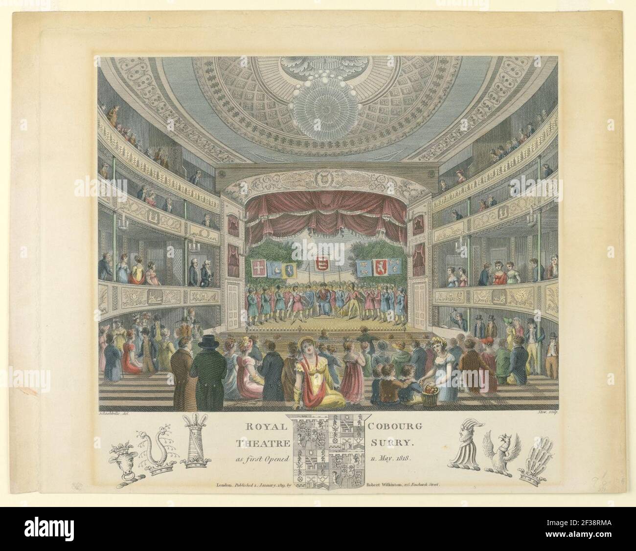 Print, Interior View of the Coburg Theater, London, 1819 Stock Photo ...