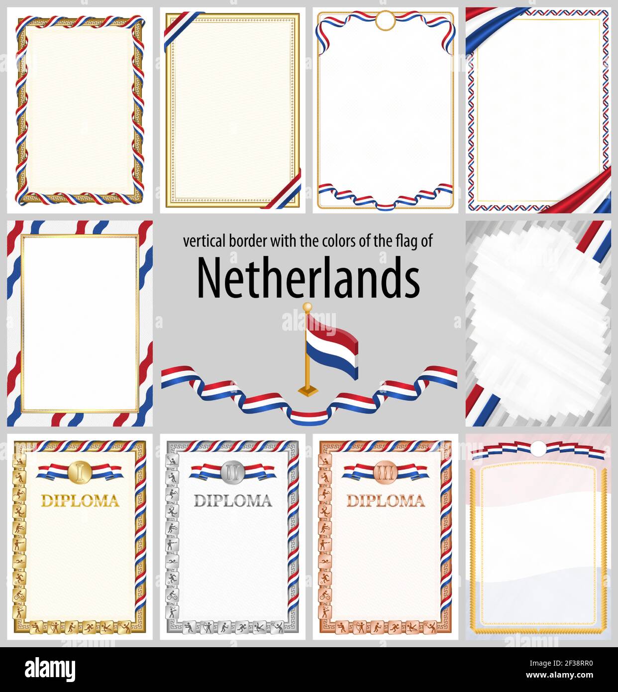 Set of vertical frames and borders in the colors of the flag of ...