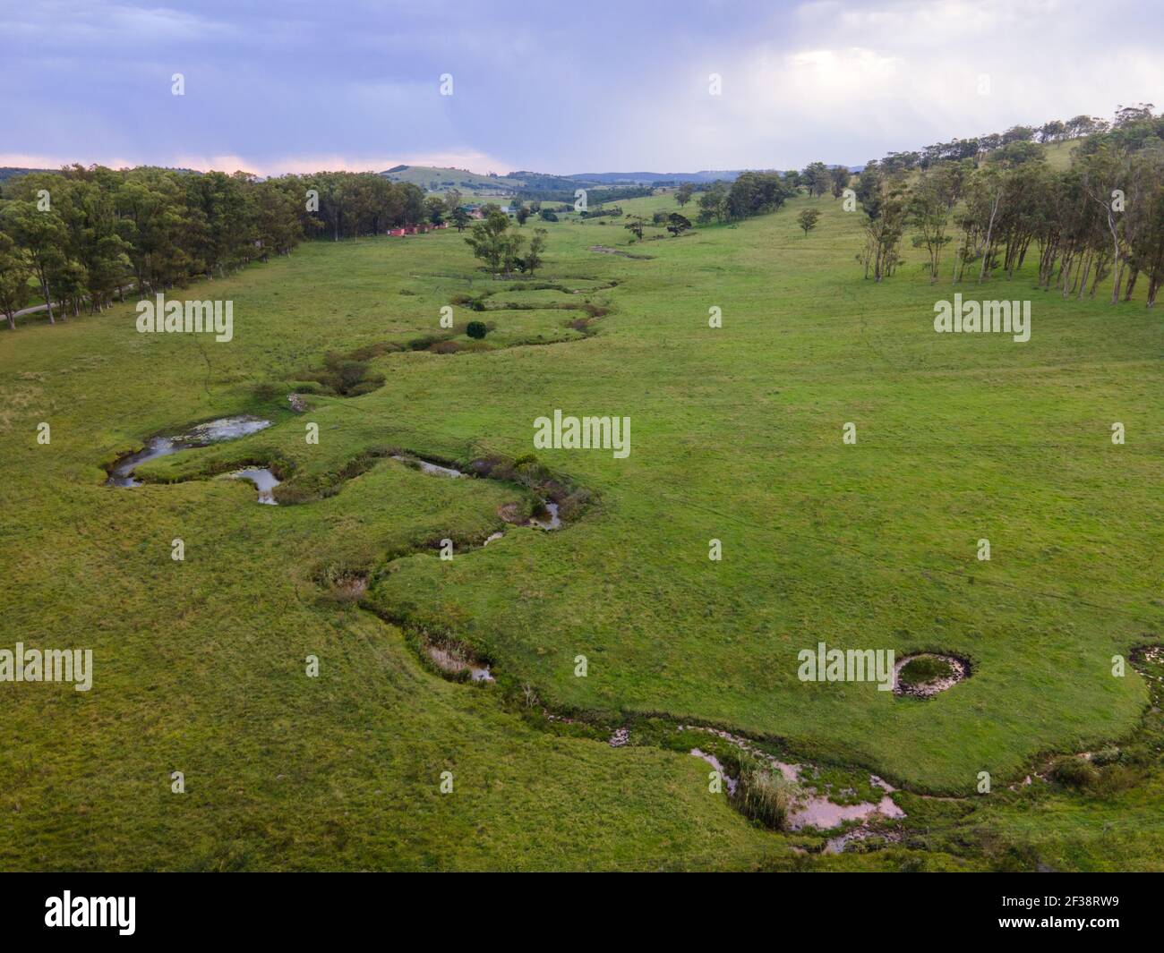 Drone view of lush green fields seen from high angle Stock Photo - Alamy