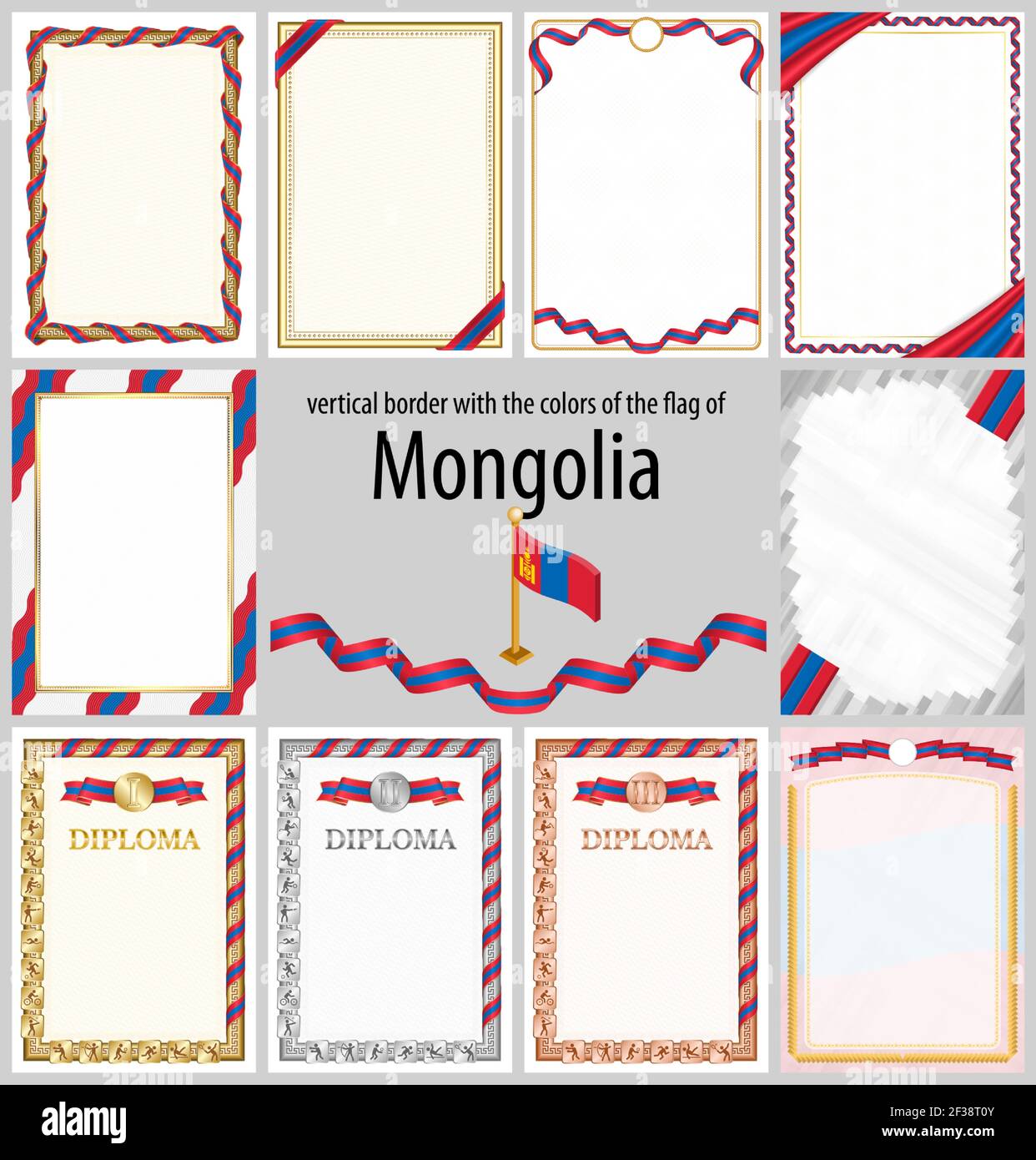 Set of vertical frames and borders in the colors of the flag of ...