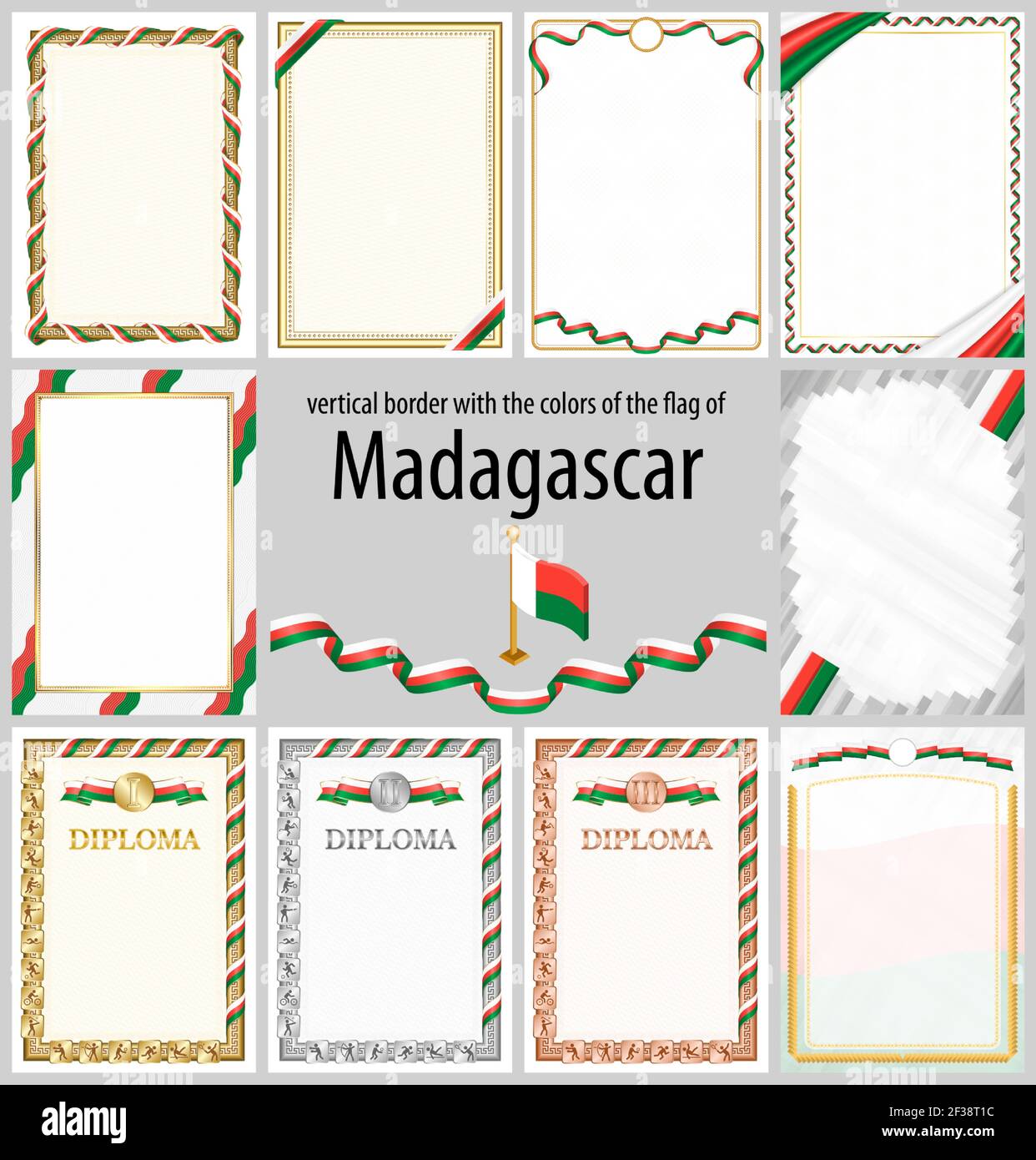 Set of vertical frames and borders in the colors of the flag of ...