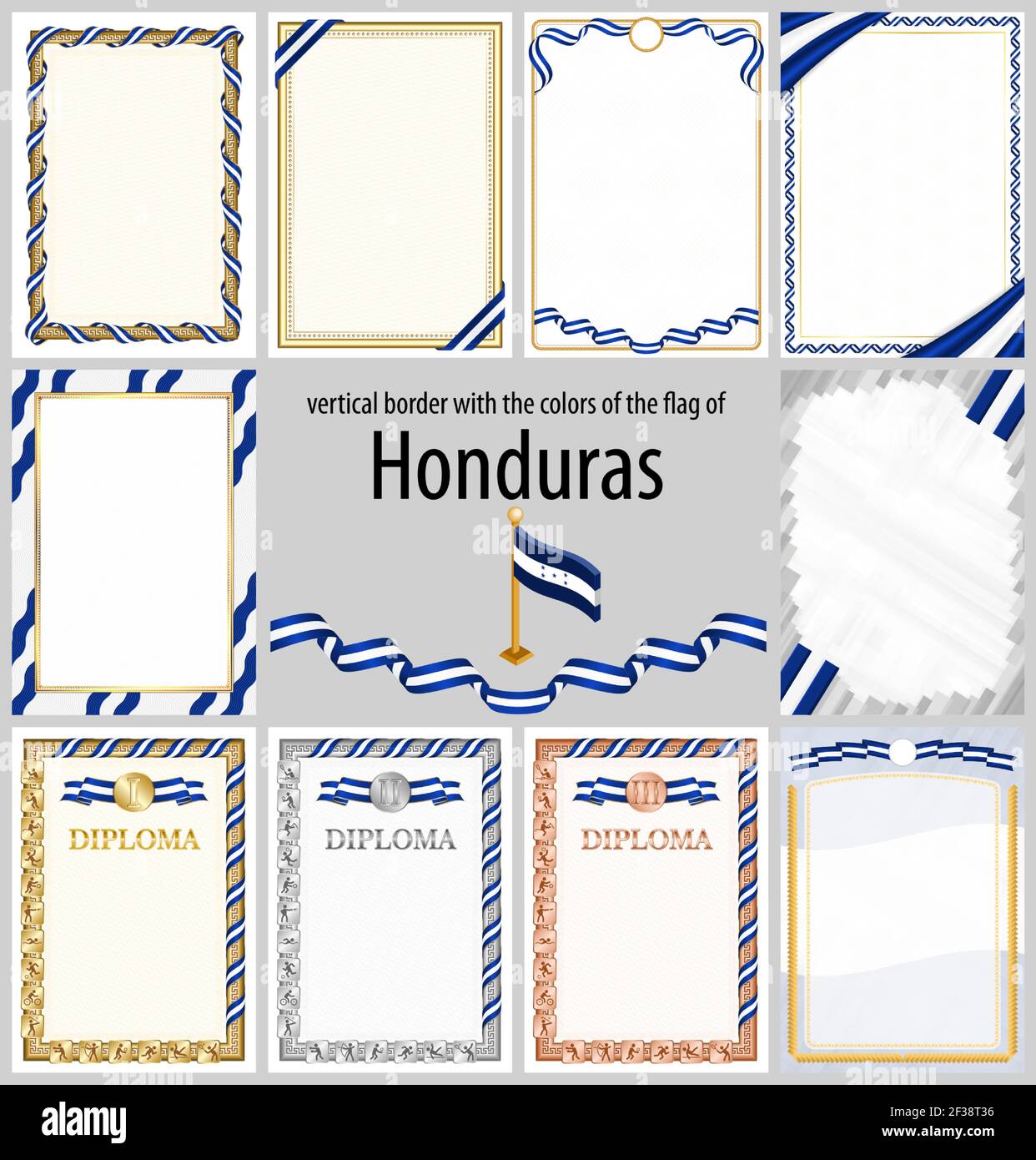 Set of vertical frames and borders in the colors of the flag of ...