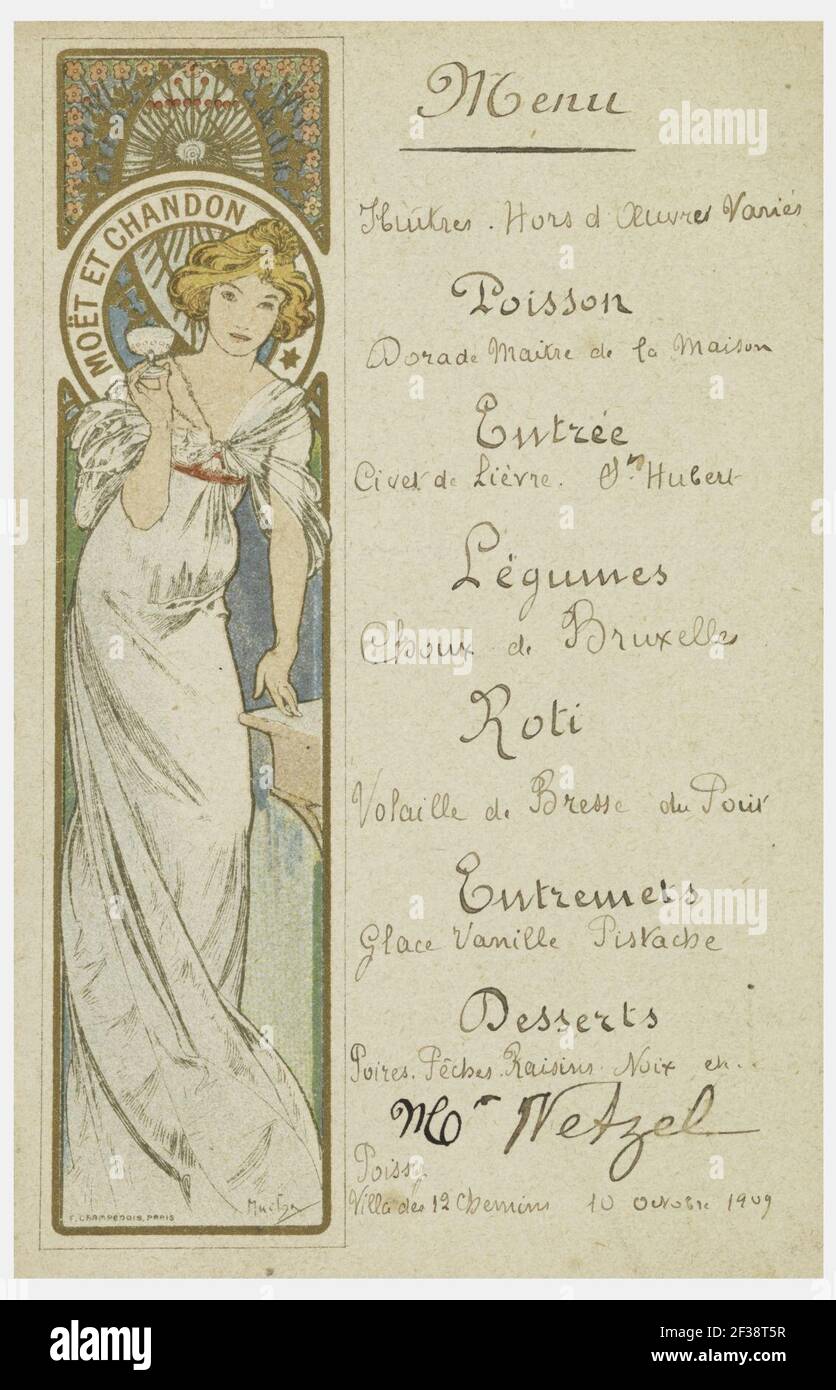 Print, Menu card, ca. 1900 Stock Photo - Alamy