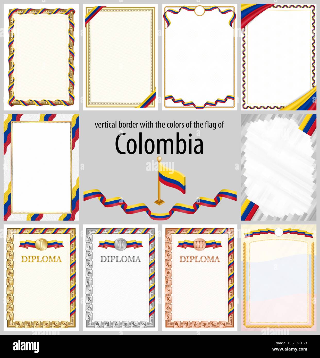 Set of vertical frames and borders in the colors of the flag of ...