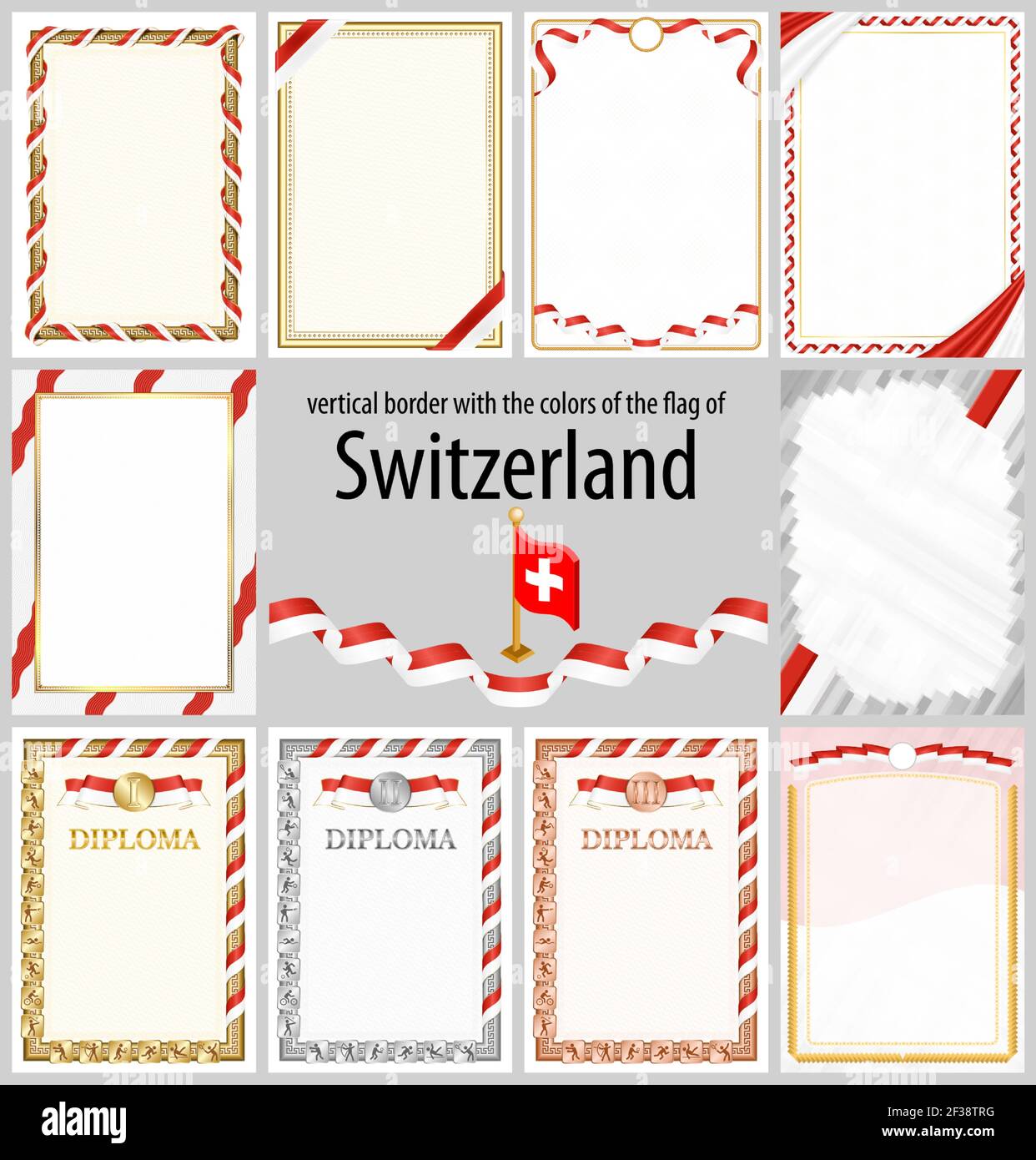 Set of vertical frames and borders in the colors of the flag of ...