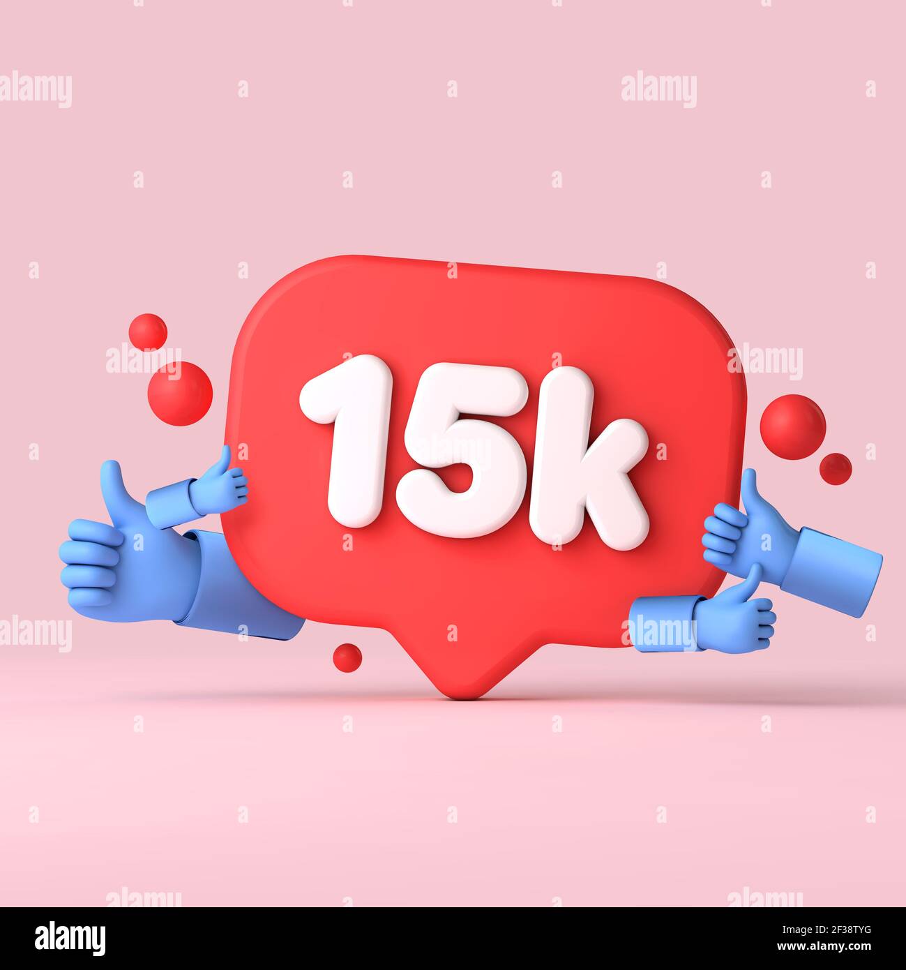 15 thousand followers social media banner thumbs up. 3D Rendering Stock ...