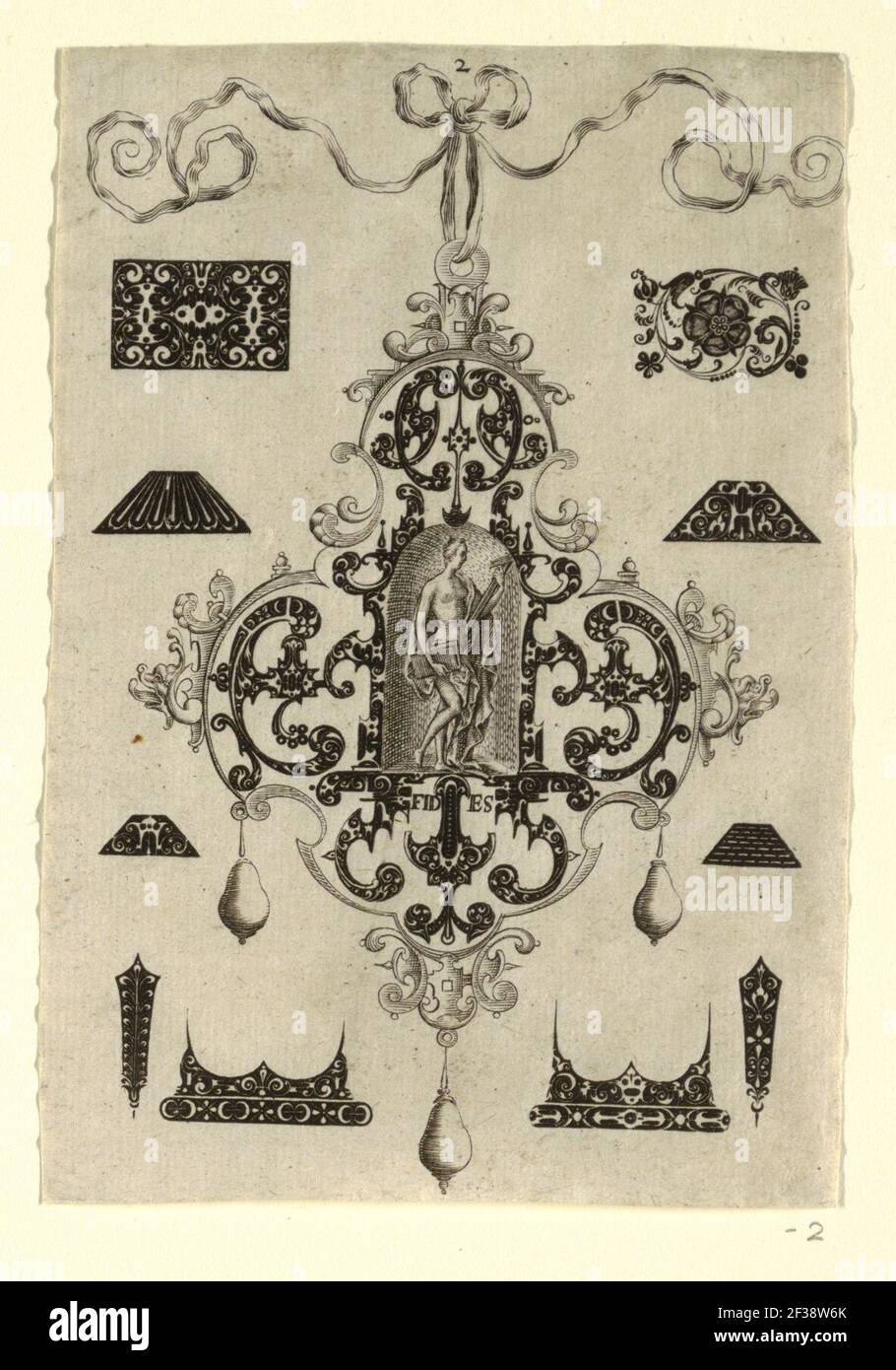 Print, Plate 2, from a series of eight pendant designs with the ...