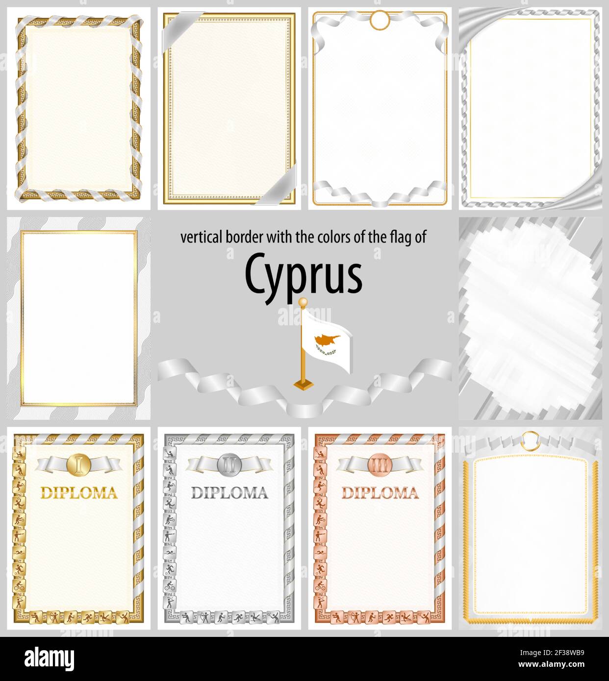 Set of vertical frames and borders in the colors of the flag of Cyprus ...