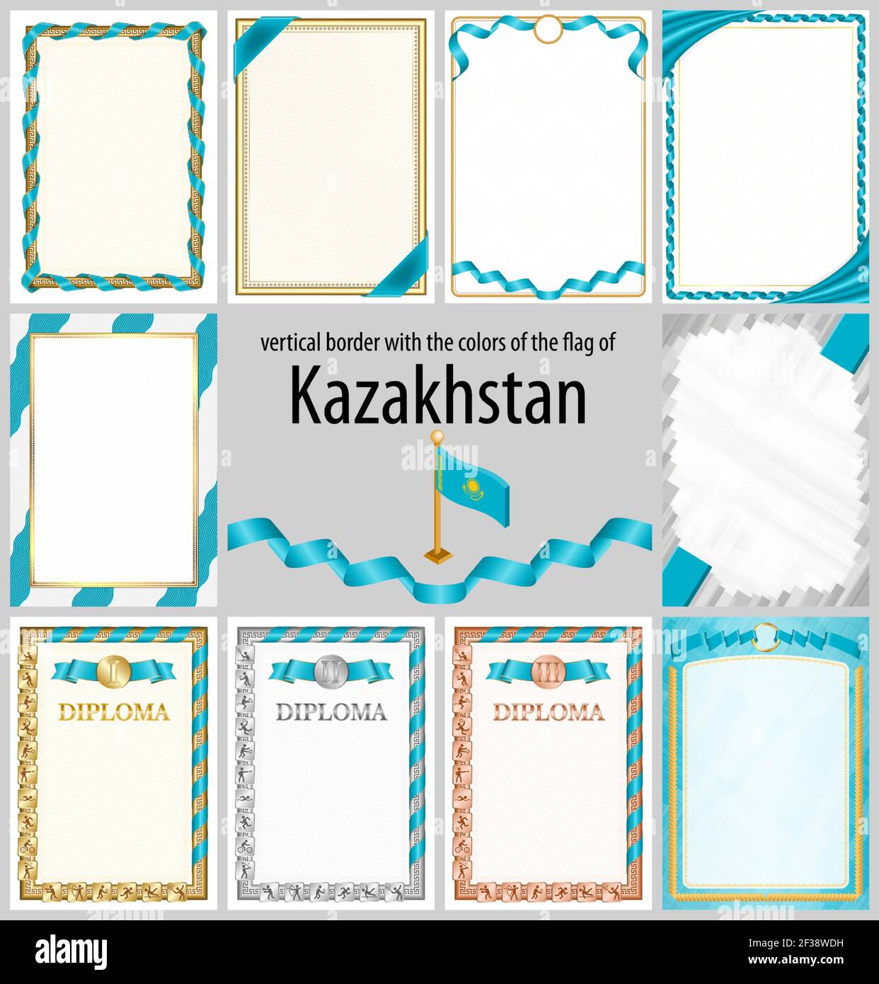 Set of vertical frames and borders in the colors of the flag of ...