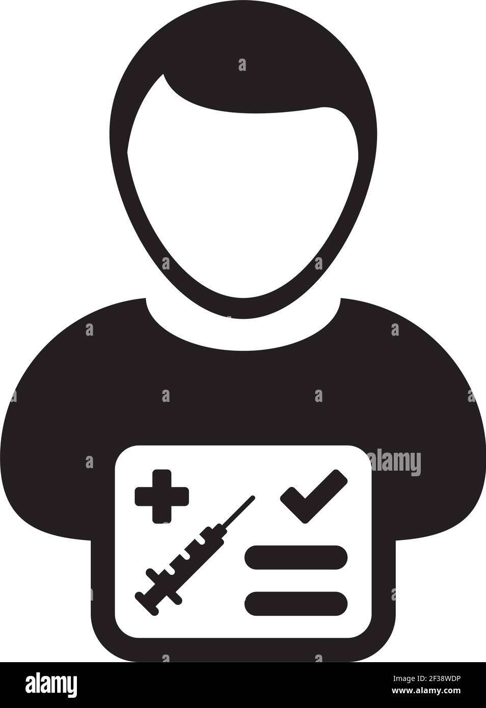Vaccination passport icon vector with male user person profile avatar ...