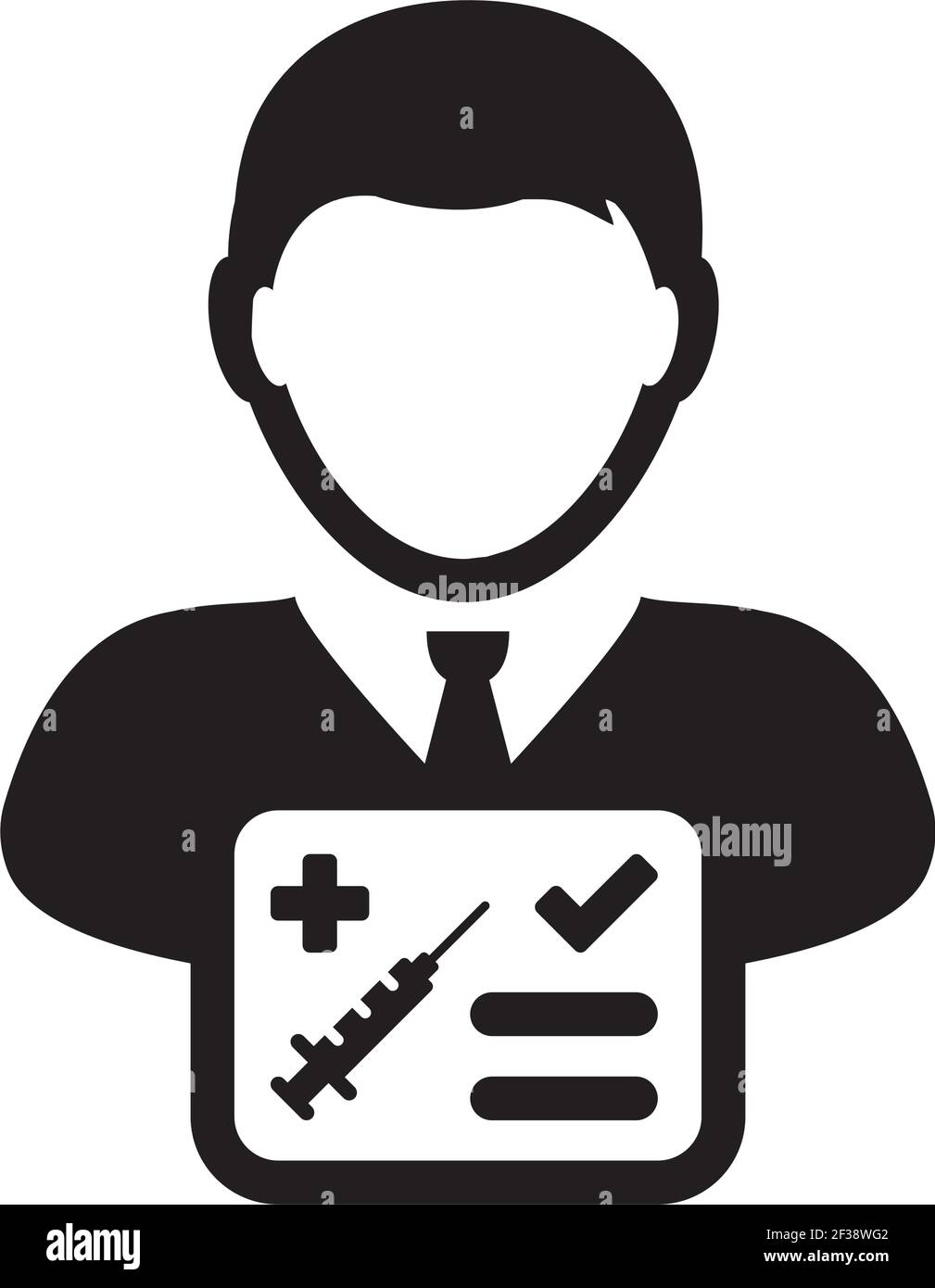 Vaccination passport icon vector with male user person profile avatar ...