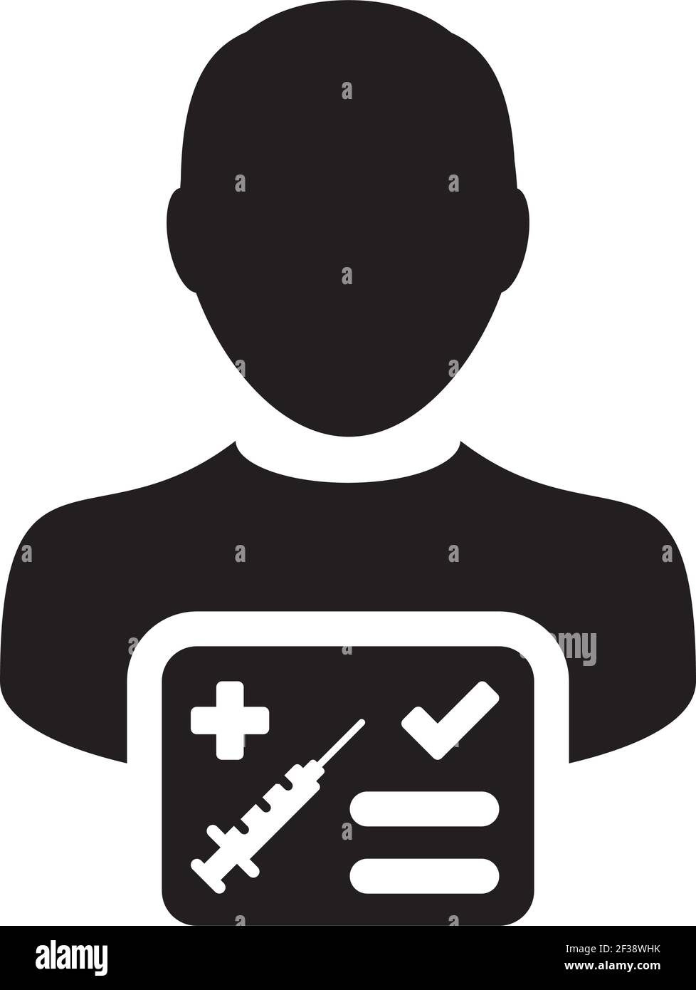 Vaccination card icon vector with male user person profile avatar ...