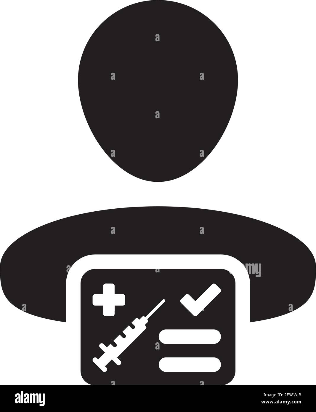 Vaccine passport icon vector with male user person profile avatar ...