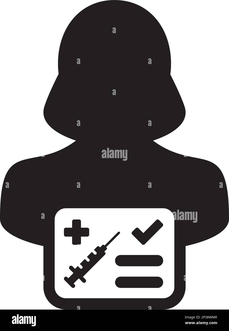 Vaccine passport icon vector with female user person profile avatar ...