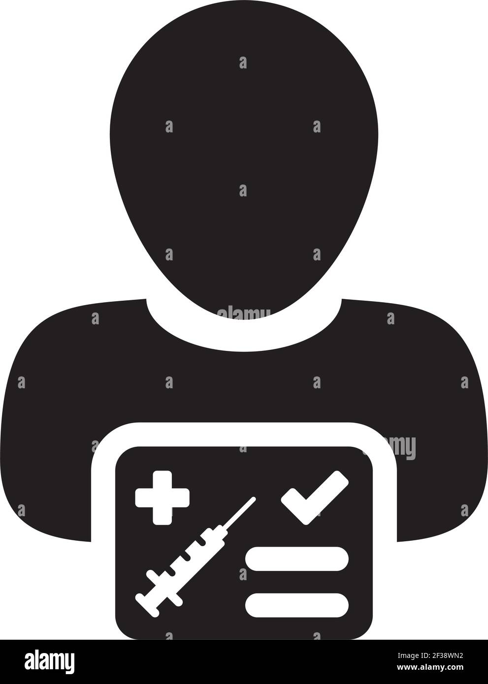 Vaccination passport icon vector with male user person profile avatar ...