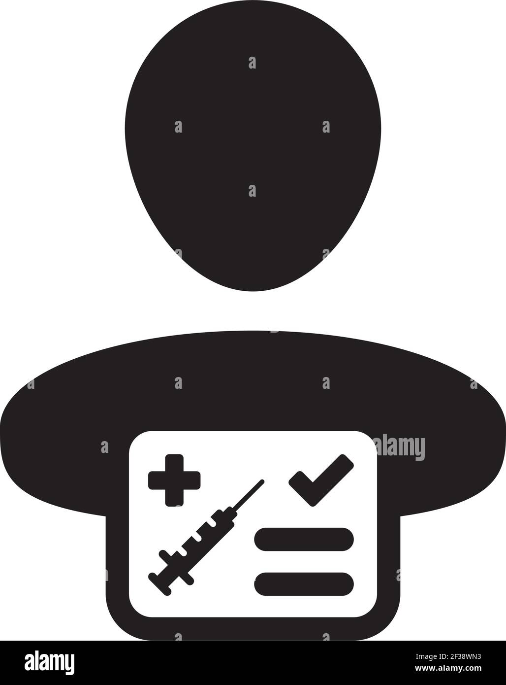 Vaccine passport icon vector with male user person profile avatar ...