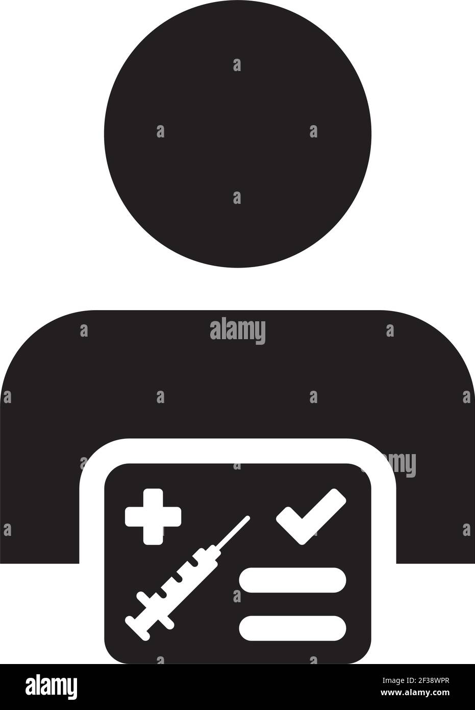 Vaccine card icon vector with male user person profile avatar symbol ...