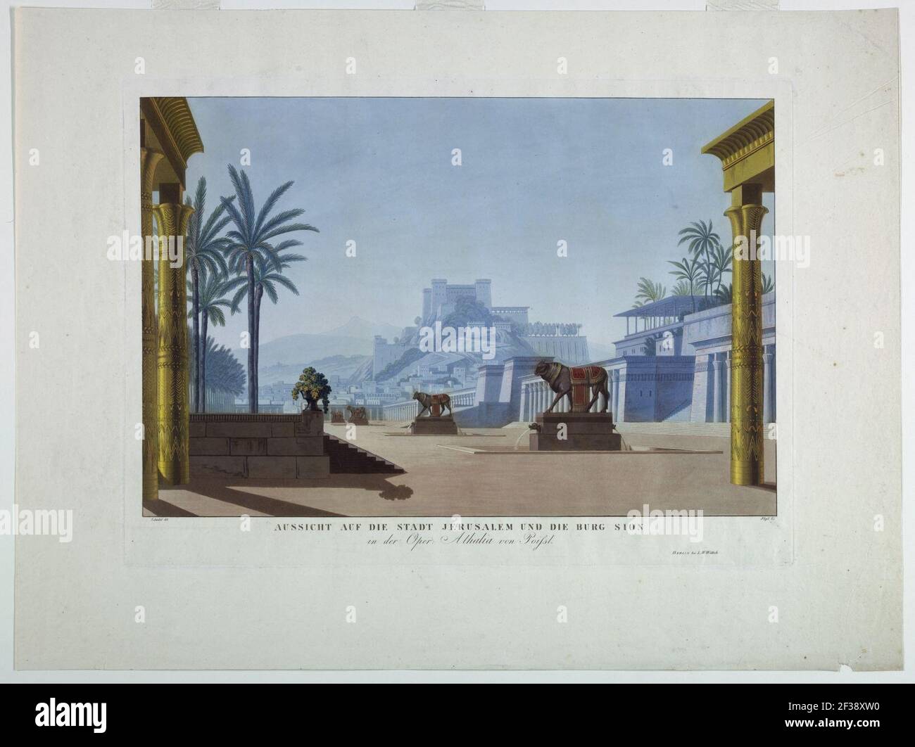 Print, Stage Design- Jerusalem and Mount Zion, for Athalia, 1816 Stock ...